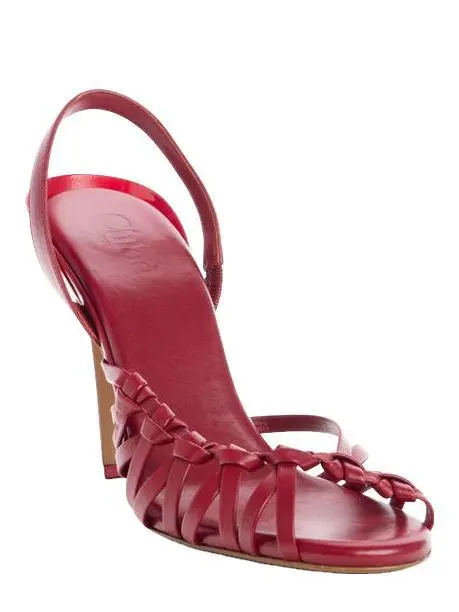 Chloé Estra Woven Slingback Sandal - Raspberry Sorbet