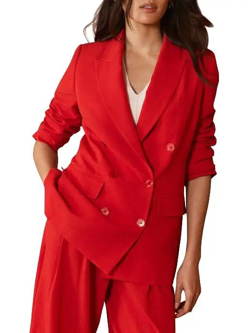 Mint Velvet Double-breasted Blazer - Red
