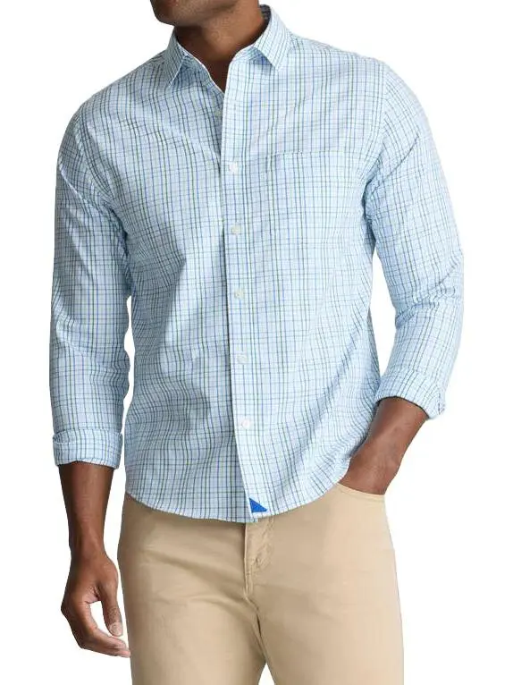 UNTUCKIT Plaid Cottontek Performance Button-up Shirt - Blue