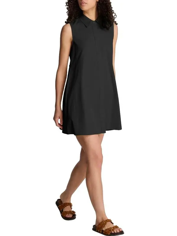 KENNETH COLE Sleeveless Trapeze Mini Shirt Dress - Black
