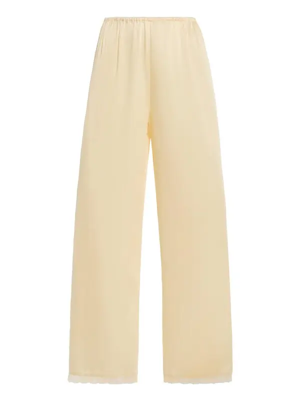 ELCE Pietra Lace-trimmed Satin Pants - Yellow