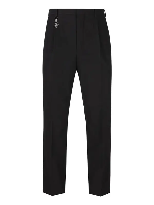 Prada Charm-detail Tapered Trousers - Black