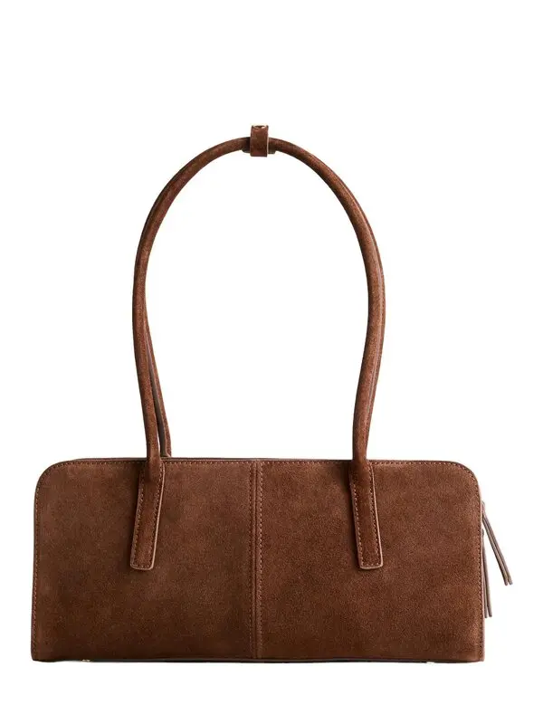 Quince Bea Suede Shoulder Bag - Chocolate Brown
