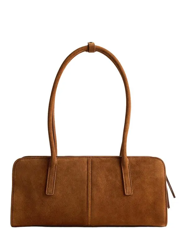 Quince Italian Suede East-west Shoulder Bag - Whiskey