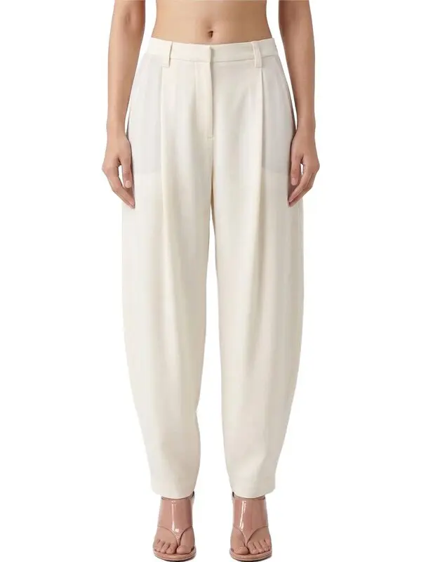 Brunello Cucinelli Silk Baggy Trousers - White