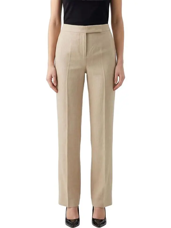 Max Mara Linen Slim Fit Trousers - Beige