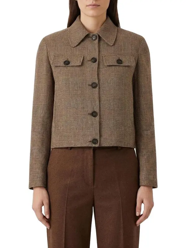 Brunello Cucinelli Tartan Linen Jacket - Brown