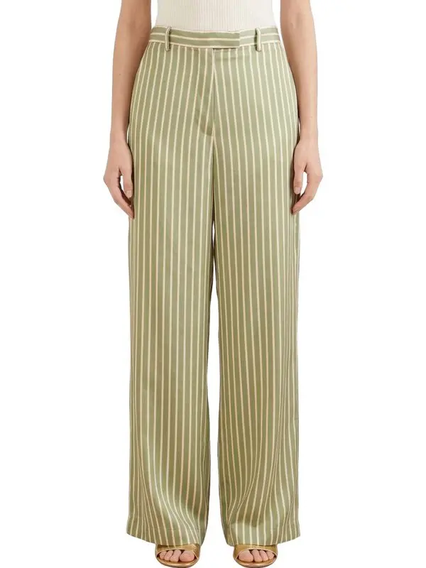 Dries Van Noten Striped Cupro Palazzo Trousers - Green