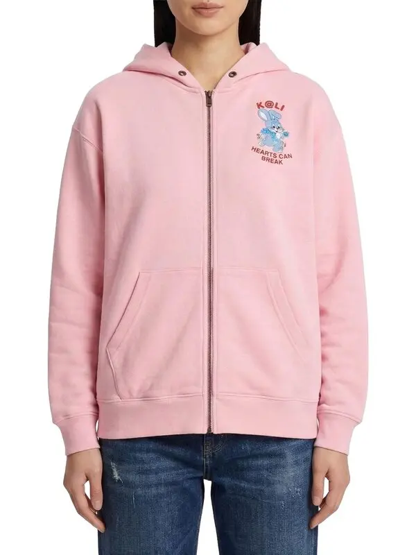 Kenzo Cotton Hoodie With Slogan Print - Pink