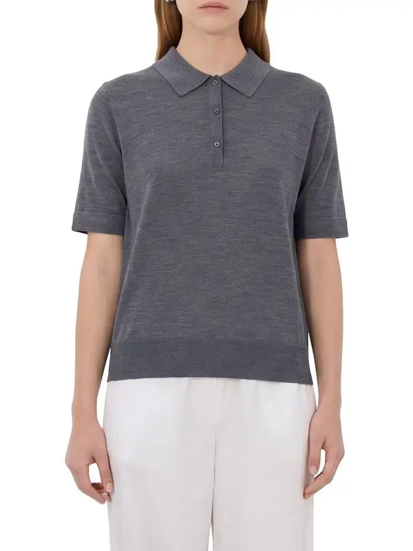 Loulou De Saison Cashmere Knit Polo Shirt - Grey
