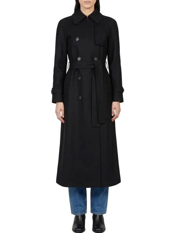 Harris Wharf London Belted Trench Coat - Black