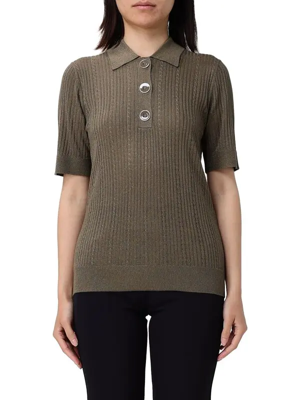 Liu Jo Ribbed Knit Polo Shirt - Green