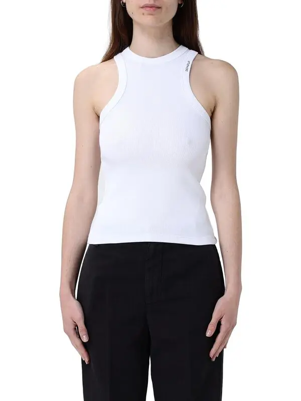 DONDUP Ribbed High Neck Tank Top - White