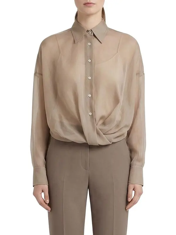 Brunello Cucinelli Shirt With Twist Detail - Brown