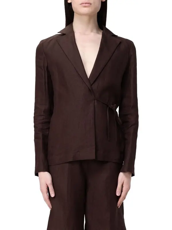 COLMAR Linen Blazer With Peak Lapels And Tie Detail - Dark