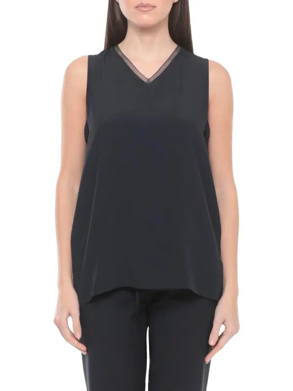 Fabiana Filippi Acetate And Silk Blend V-neck Top - Blue