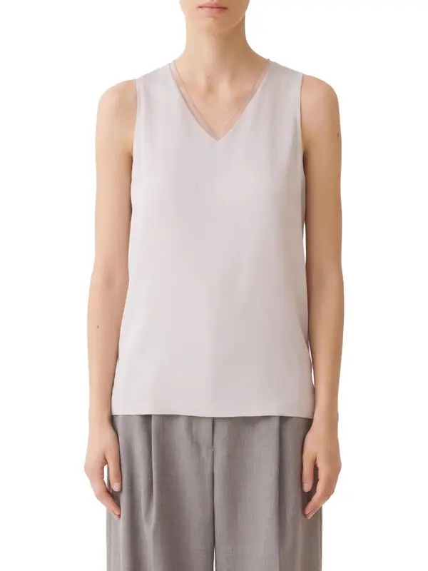 Fabiana Filippi Sleeveless V-neck Top - Natural