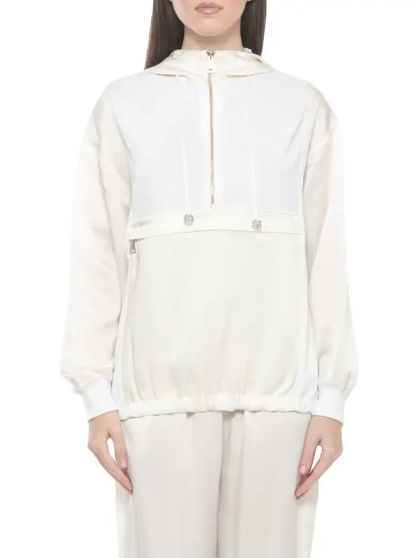 Fabiana Filippi Viscose Blend Hooded Sweatshirt - Ivory