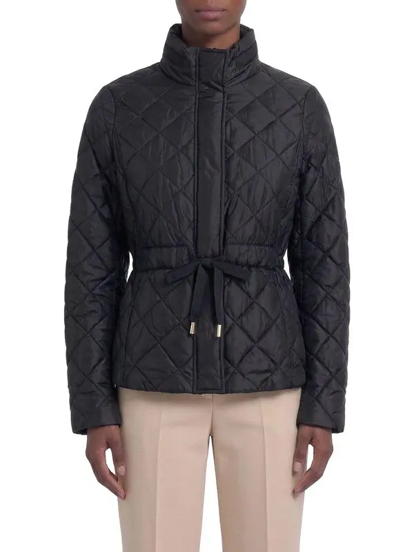 Michael Kors Quilted Jacket With Stand Collar And Drawstring Waist - Black