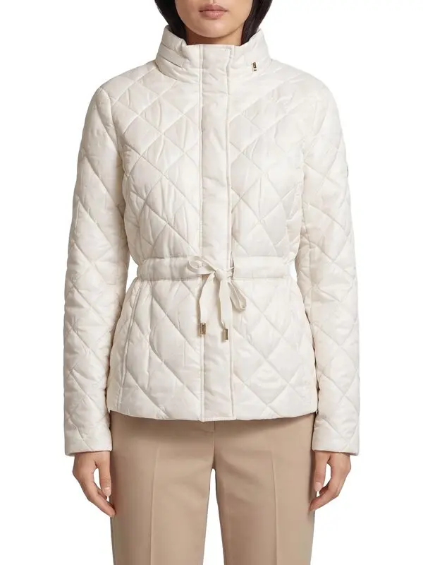 Michael Kors Quilted Down Jacket With High Neck And Drawstring Waist - White