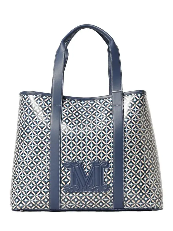 Max Mara Farneto Printed Leather Tote Bag - Blue