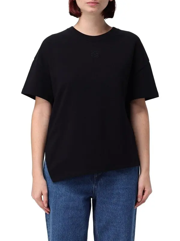 Loewe Asymmetrical Cotton Blend T-shirt - Black