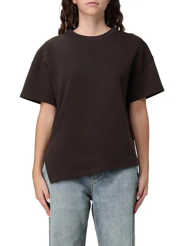 Loewe Asymmetrical Cotton Blend T-shirt - Brown