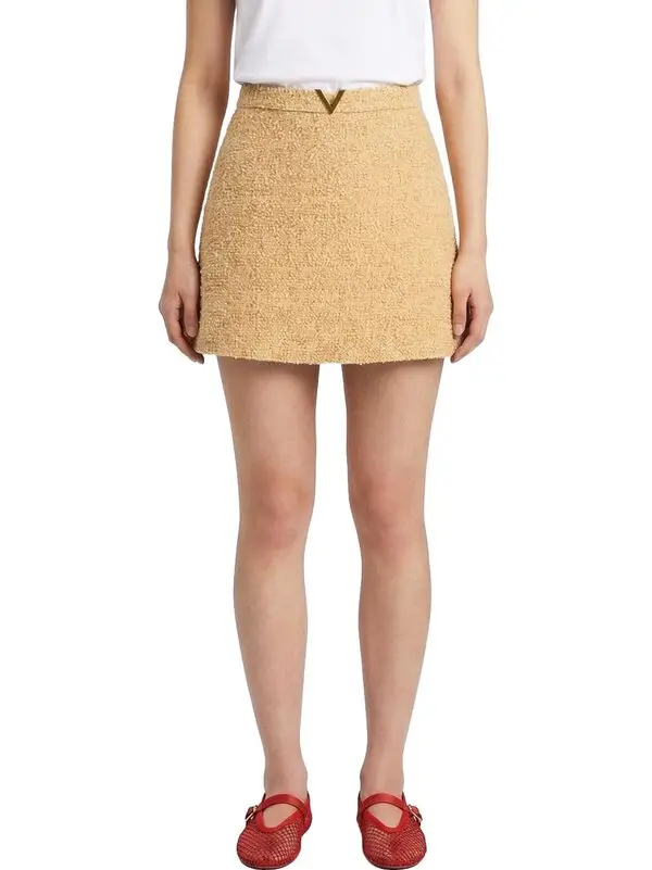 Valentino Garavani Vlogo Virgin Wool Mini Skirt - Beige