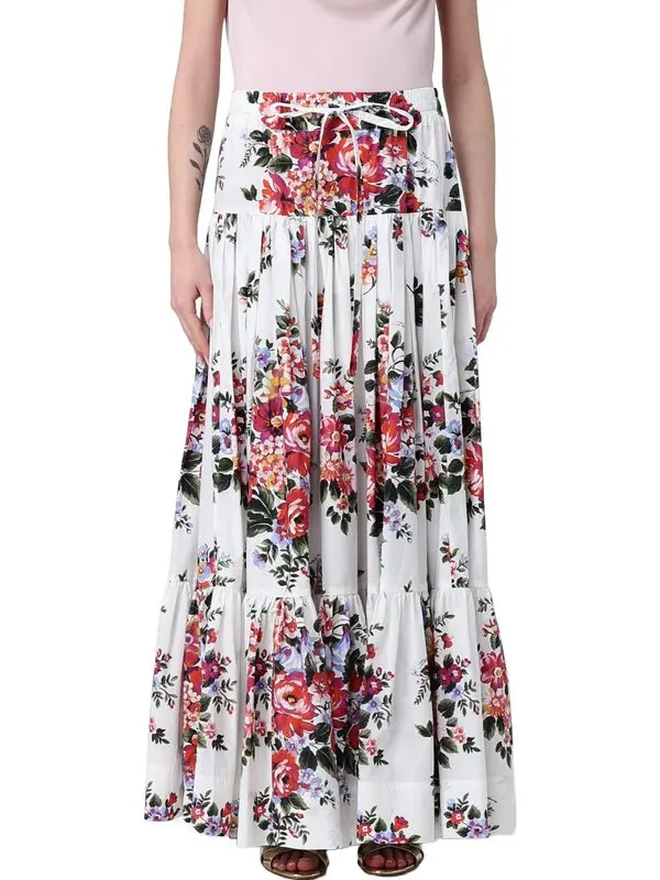 Dolce & Gabbana Floral Cotton Maxi Skirt - White