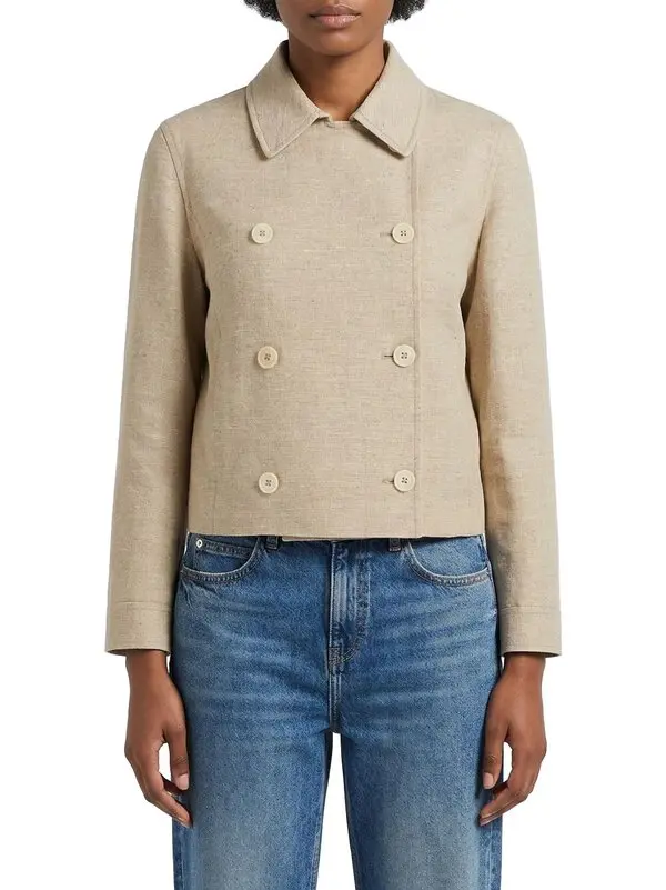Brunello Cucinelli Double-breasted Linen, Hemp, And Silk Caban - Beige