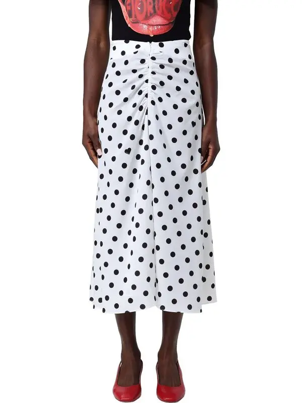 Fiorucci Polka Dot Ruched Midi Skirt - White