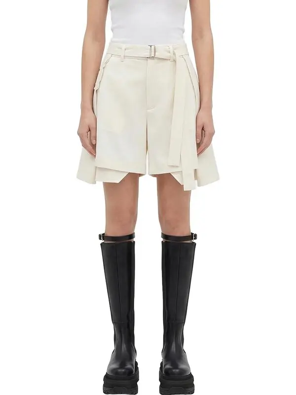 Sacai Belted Layered Shorts - White