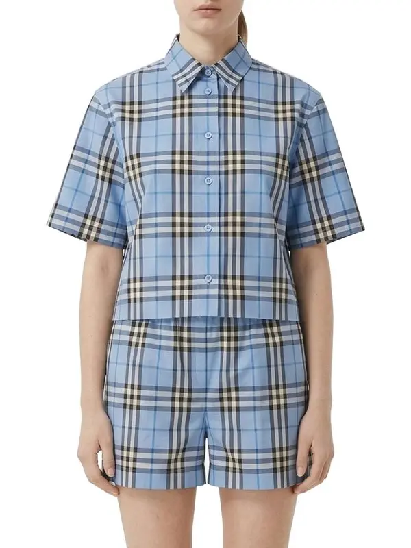 Burberry Checked Shirt - Blue