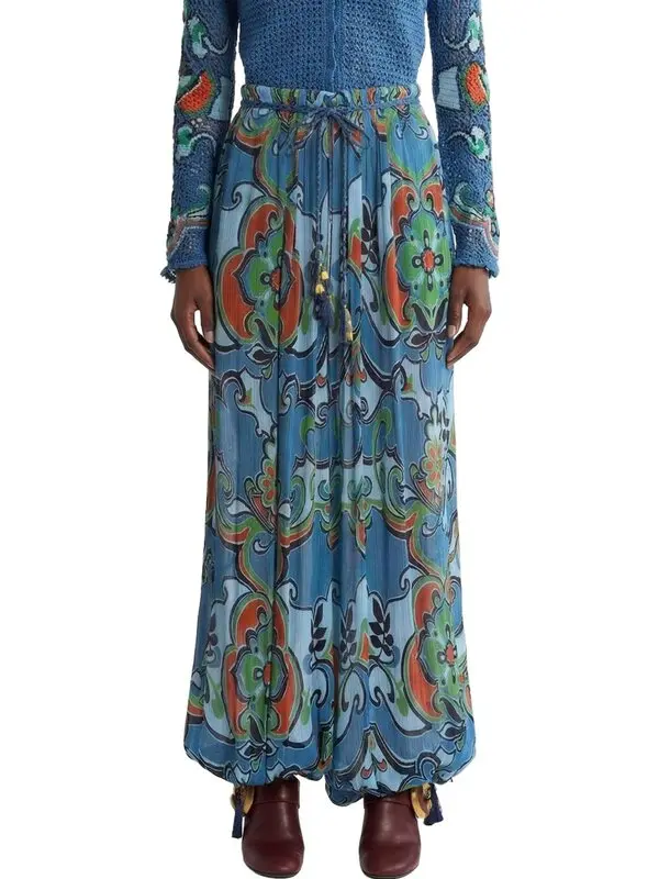 Etro Printed Wide Leg Pants - Blue