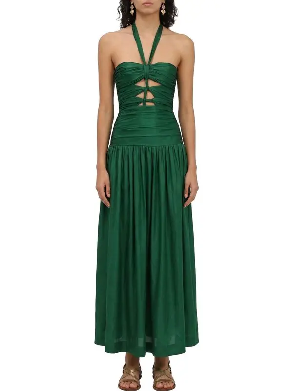 Zimmermann Daylight Silk Halterneck Midi Dress - Green