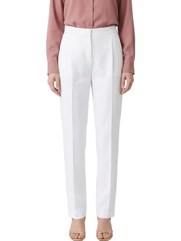 Elisabetta Franchi Linen Blend Palazzo Trousers - White