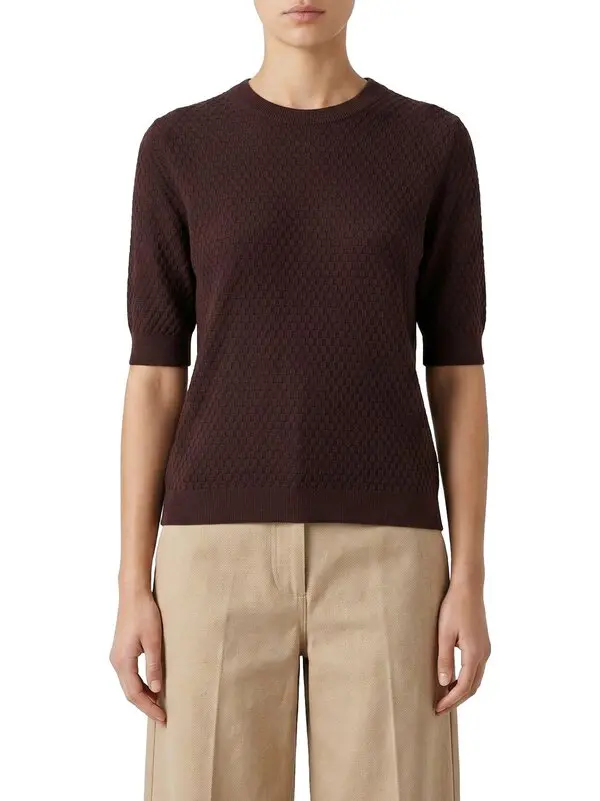 KANGRA Textured Knit Pullover - Brown