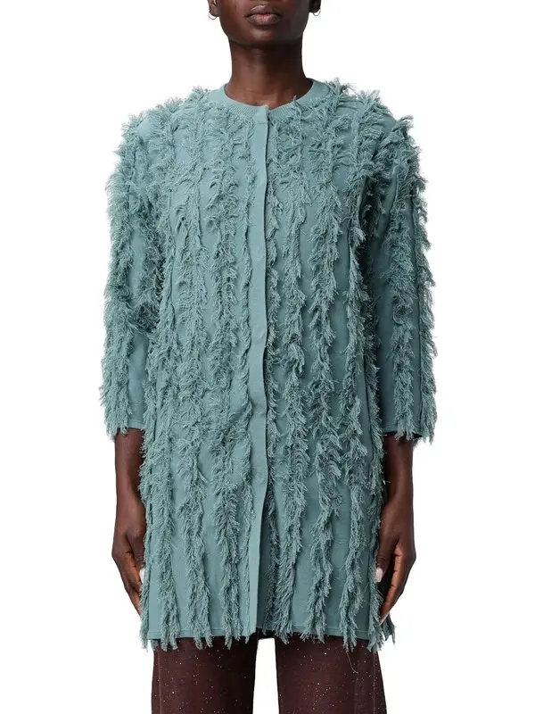 KANGRA Cotton Cardigan With Fringe And Embroidery - Mint