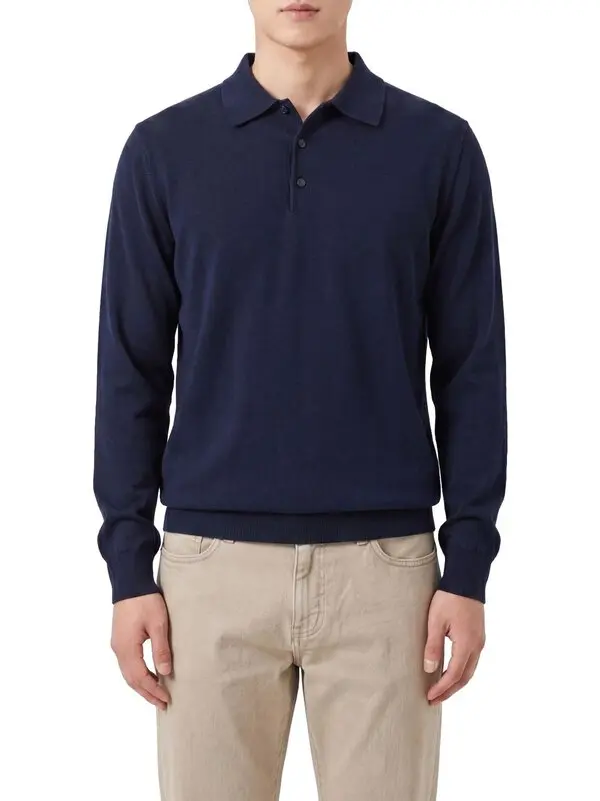 KANGRA Cotton And Silk Polo Shirt - Blue