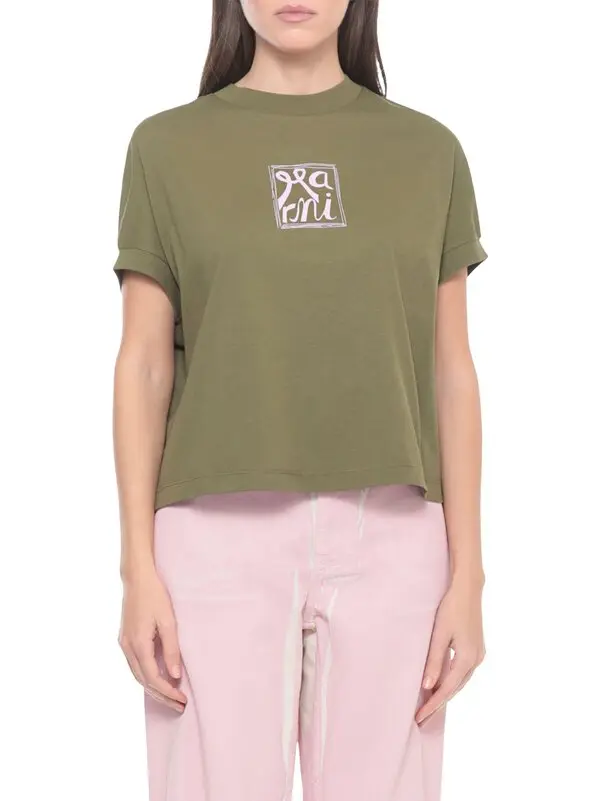 Marni Cotton T-shirt With Logo Detail - Green