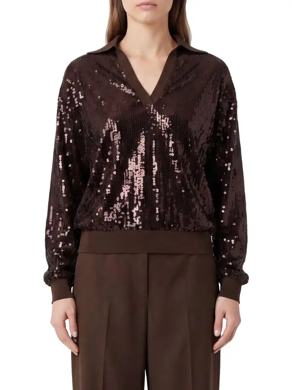 Liu Jo Sequined Polo Shirt - Biscuit