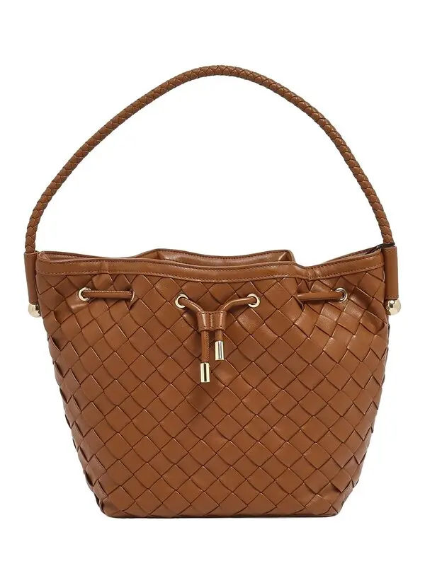 TWINSET Woven Synthetic Leather Bucket Bag - Brown