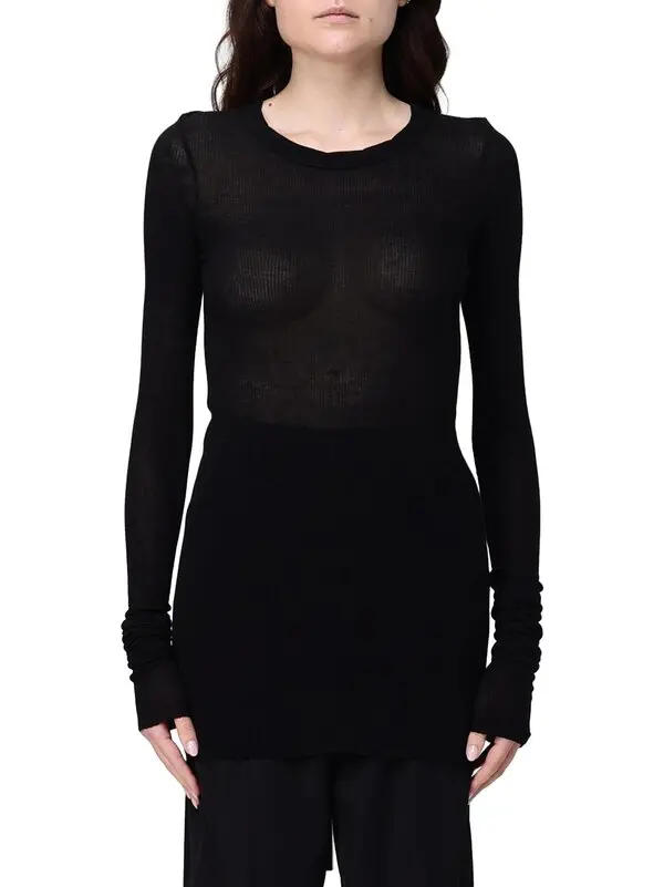 Rick Owens Ribbed Long Sleeve Sweater - Black