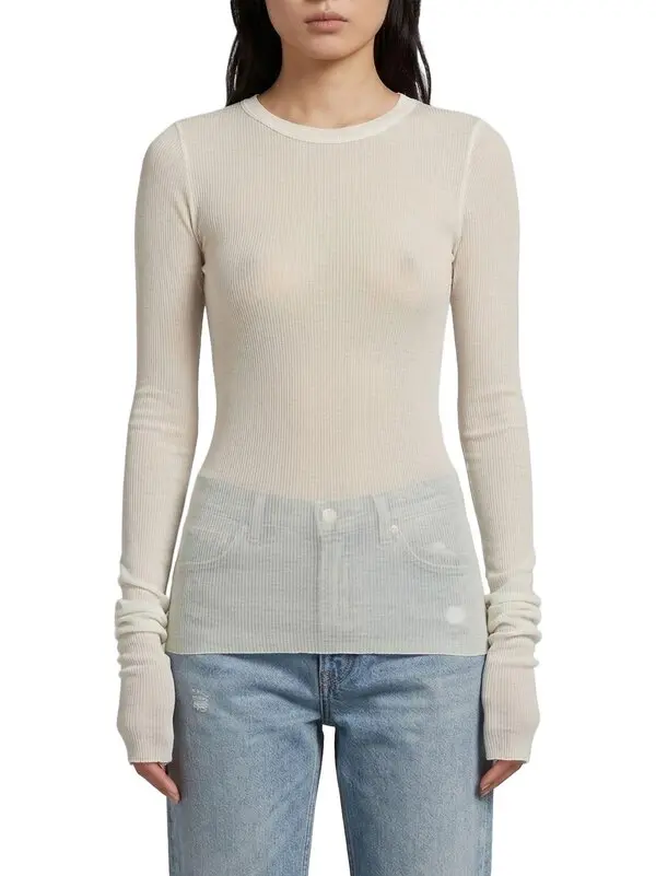 Rick Owens Long Sleeve Sweater - White