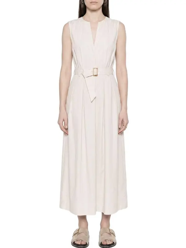 Woolrich Sleeveless Belted Maxi Dress - Beige