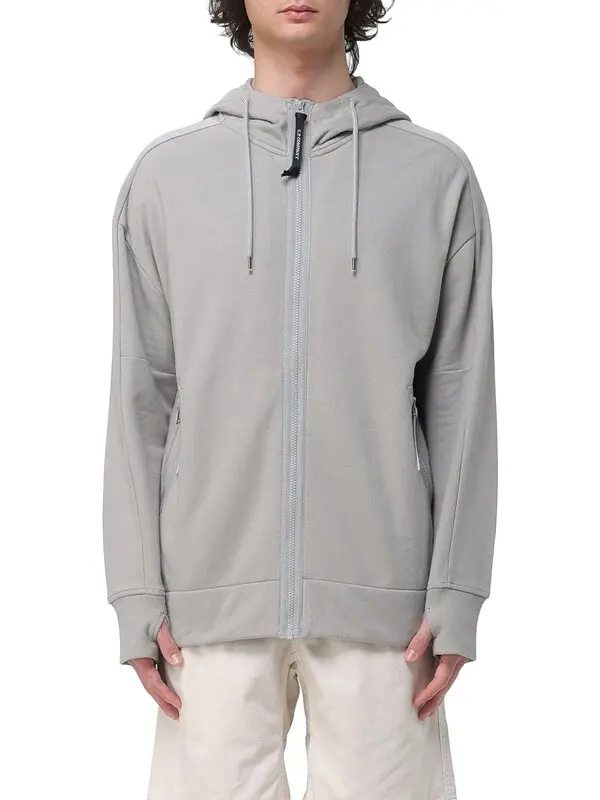 C.P. COMPANY Zip-up Hooded Sweatshirt With Lens Mask - Natural