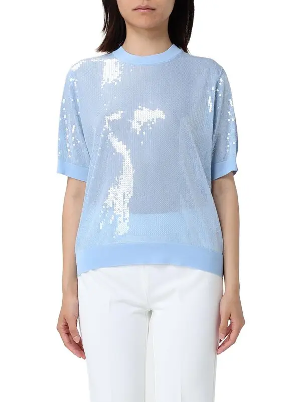 Liu Jo Embellished Sequined Knit Top - Blue