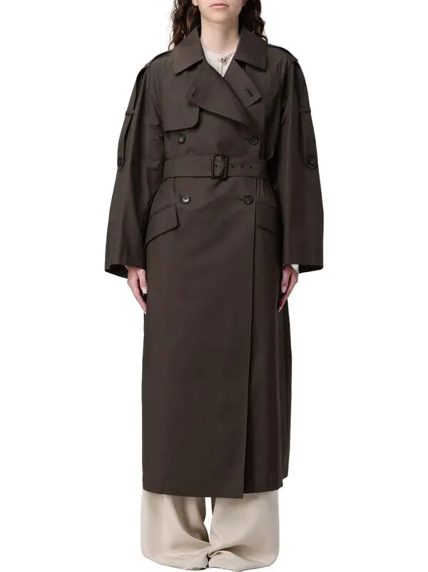 Max Mara Double Breasted Cotton Blend Trench Coat - Green
