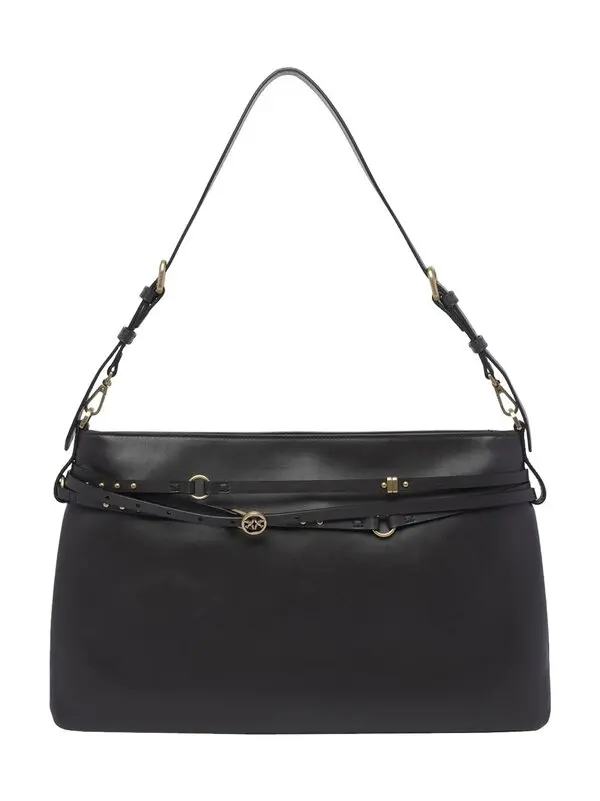 Pinko Studded Leather Belt Bag With Adjustable Handle - Brown