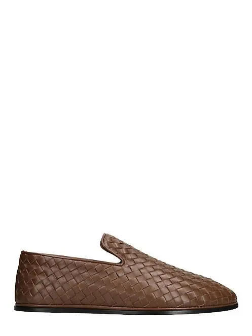 Bottega Veneta Intrecciato Leather Slippers - Tan